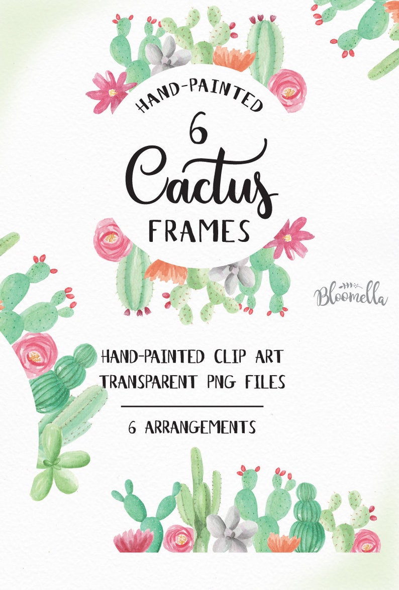 Cactus Frames 6 Watercolour Cacti Frame Succulent Clipart - Etsy