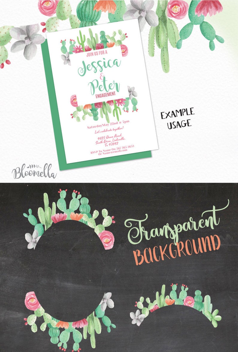 Cactus Frames 6 Watercolour Cacti Frame Succulent Clipart - Etsy