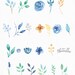 Watercolour Blue Hue Floral Clipart Collection Hand Painted INSTANT ...