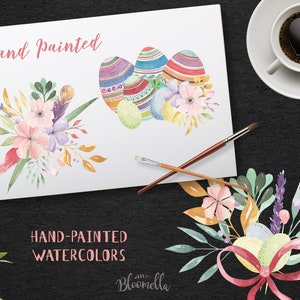 Watercolour Easter Clipart Eggs - 8 Bouquets Arrangements Blooms Hand ...