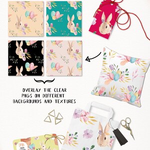 Easter Bunny Egg Floral Digital Papers Watercolor Flower Patterns ...