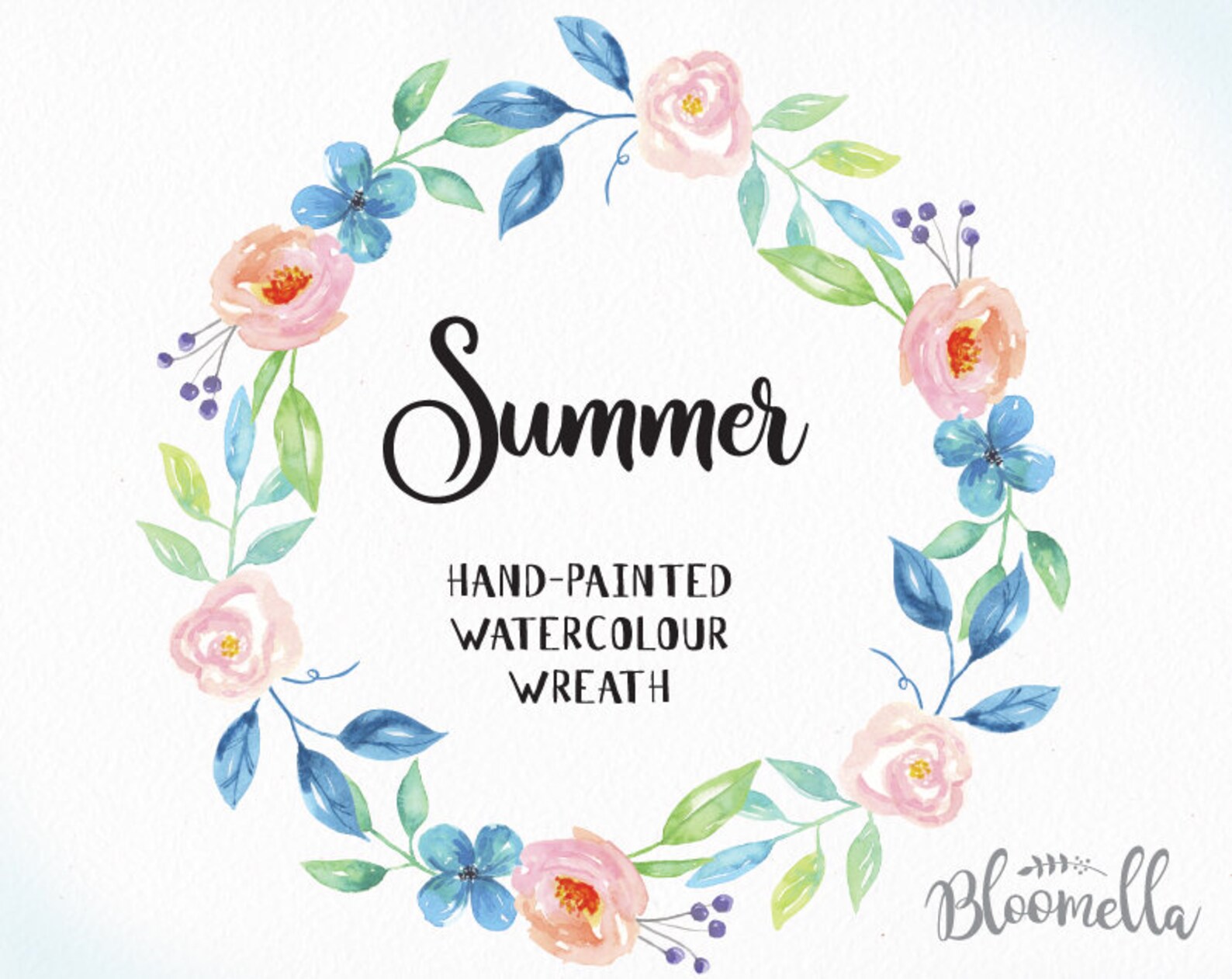 Watercolour Flower Wreath Clipart Summer Hand Painted - Etsy