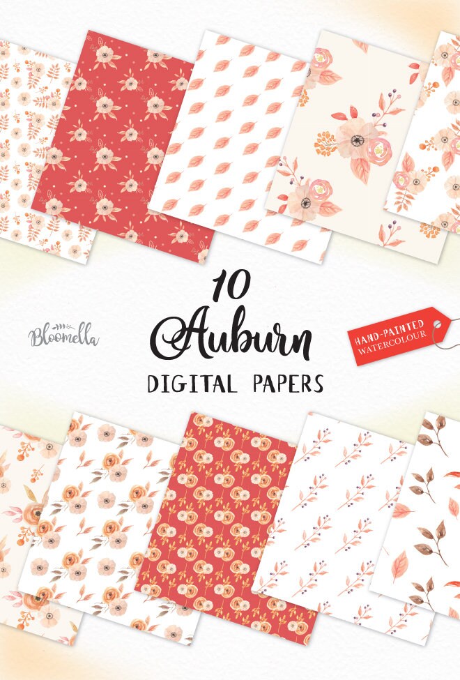 Paper, Party & Kids Craft Supplies & Tools Watercolour Auburn Patterns ...