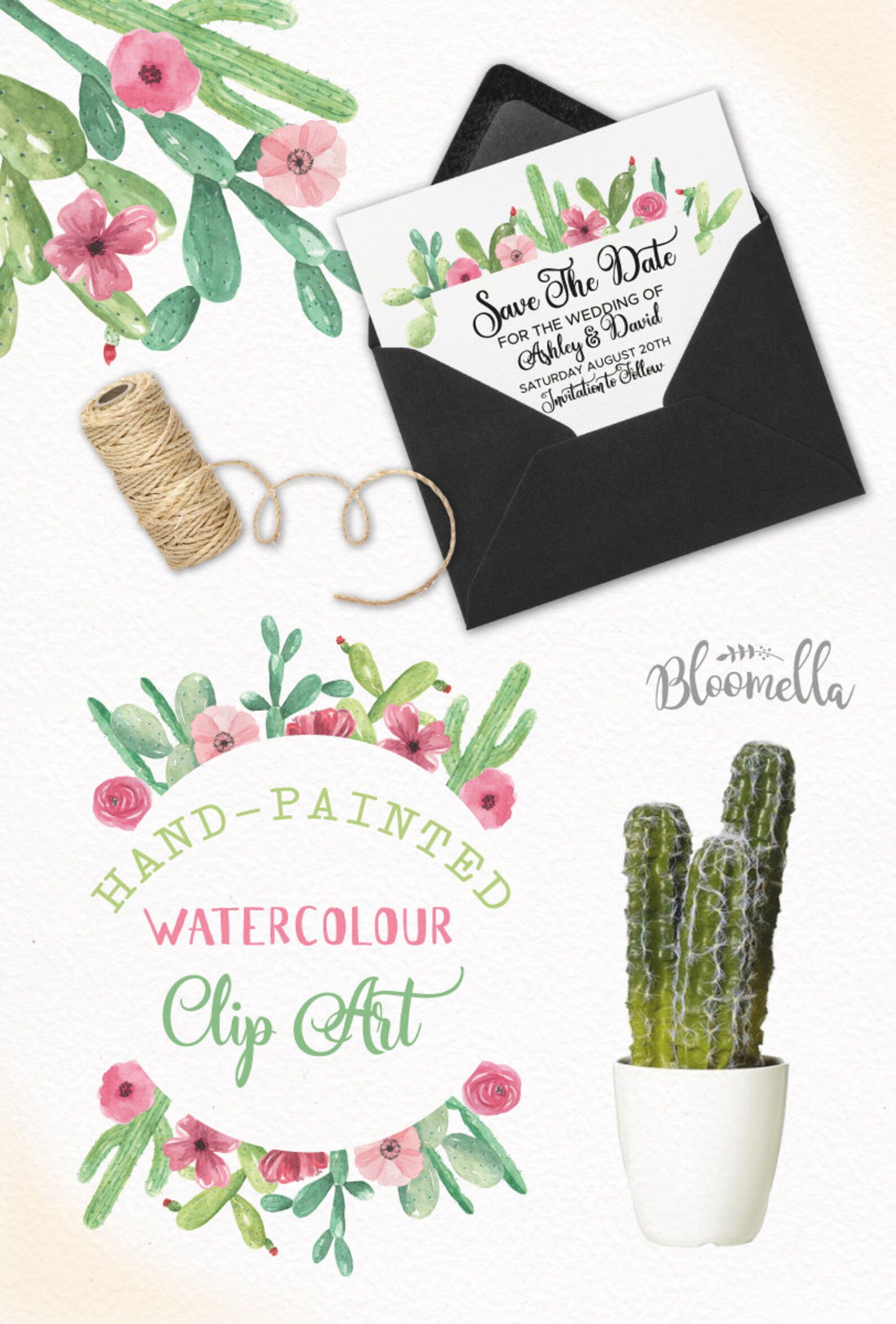 Cactus Frames 7 Clipart Watercolour Cacti Frame Succulent | Etsy