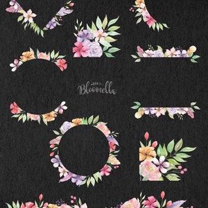 Watercolour Flower 9 Frames Clipart Floral Dreams Hand - Etsy