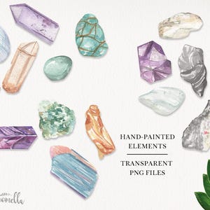 75 Crystals Gemstones Watercolour Clipart Elements - Gems Pretty Hand ...