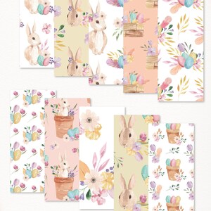 Easter Bunny Egg Floral Digital Papers Watercolor Flower Patterns ...