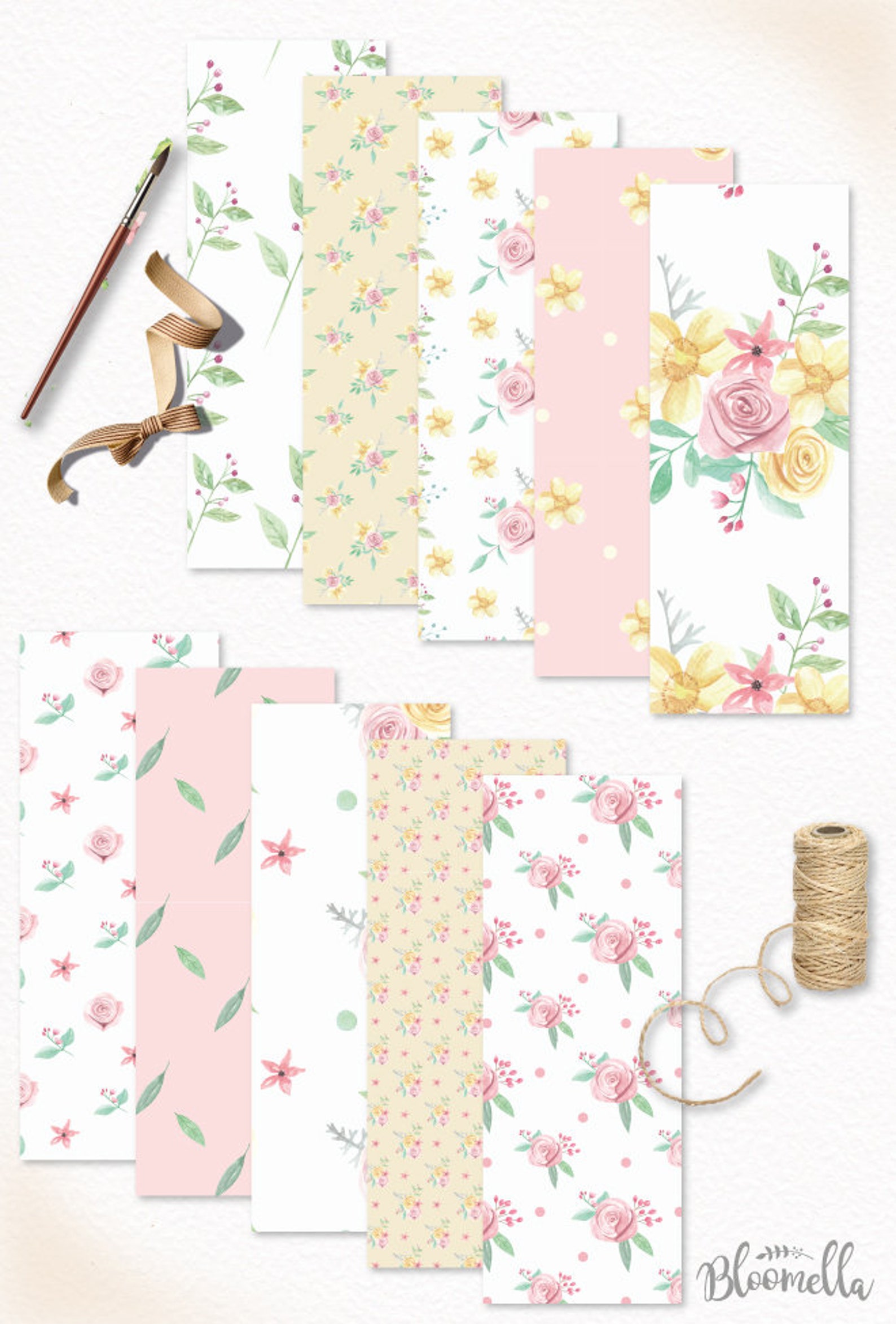 Watercolour Patterns Rose Bliss Wedding Blooms Digital Papers | Etsy