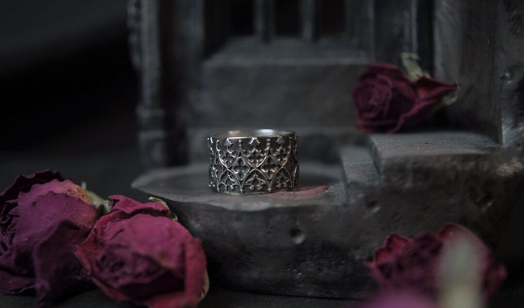 Gothic Silver Ring Cathedral Ring - Etsy