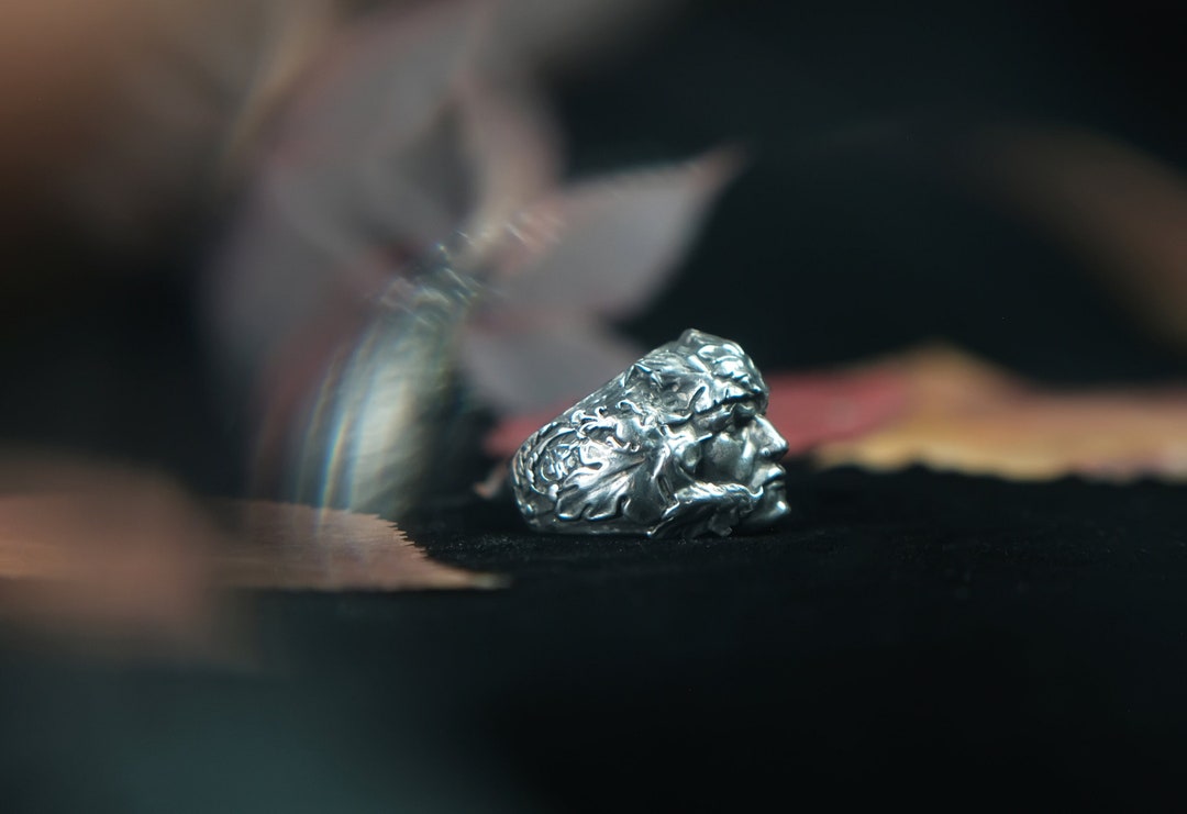 Greenman Sterling Silver Ring Green God Pagan Jewelry - Etsy