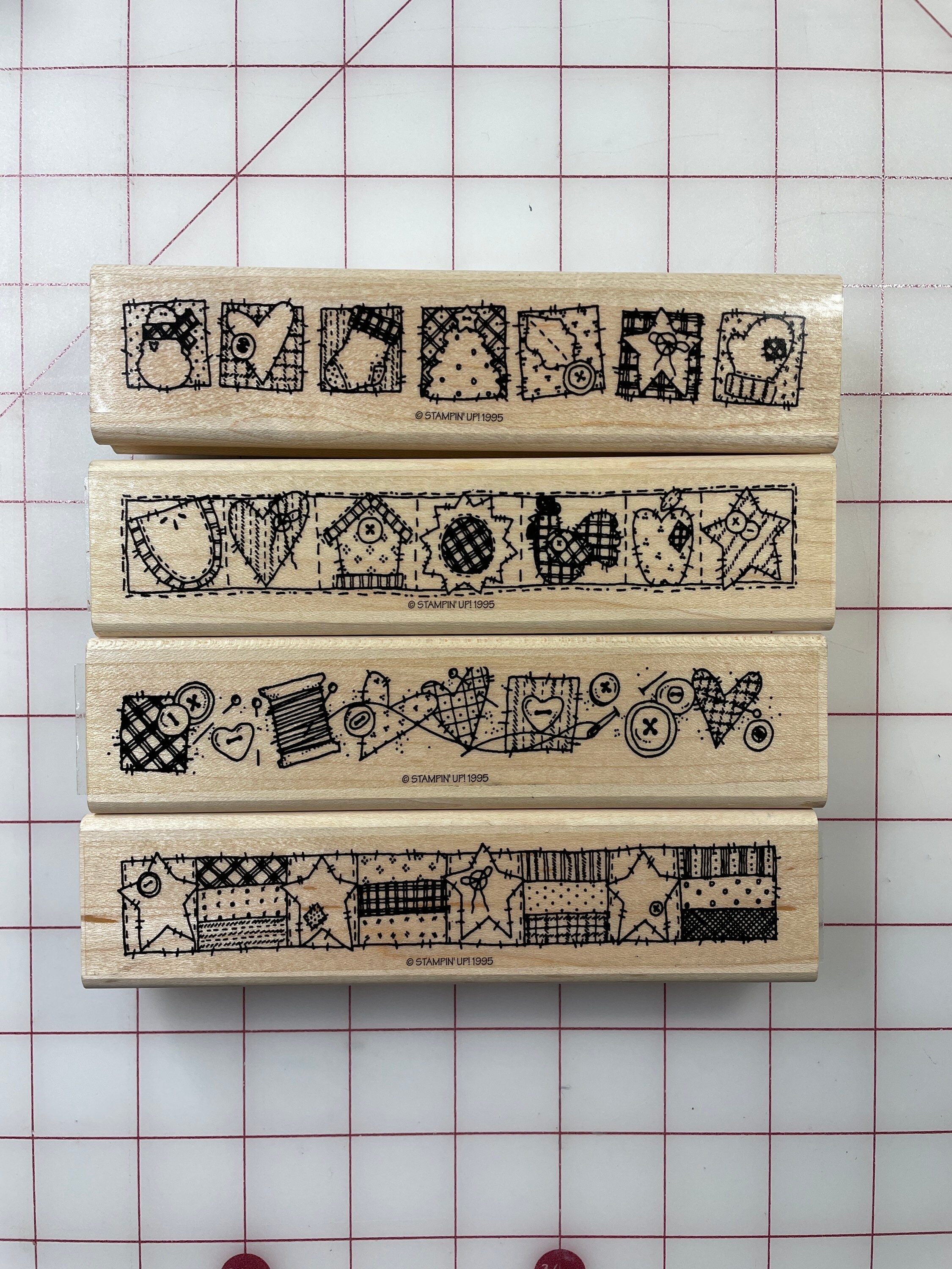 Stampin Up Patchwork Borders Set of 4 Mounted Rubber Stamps - Etsy