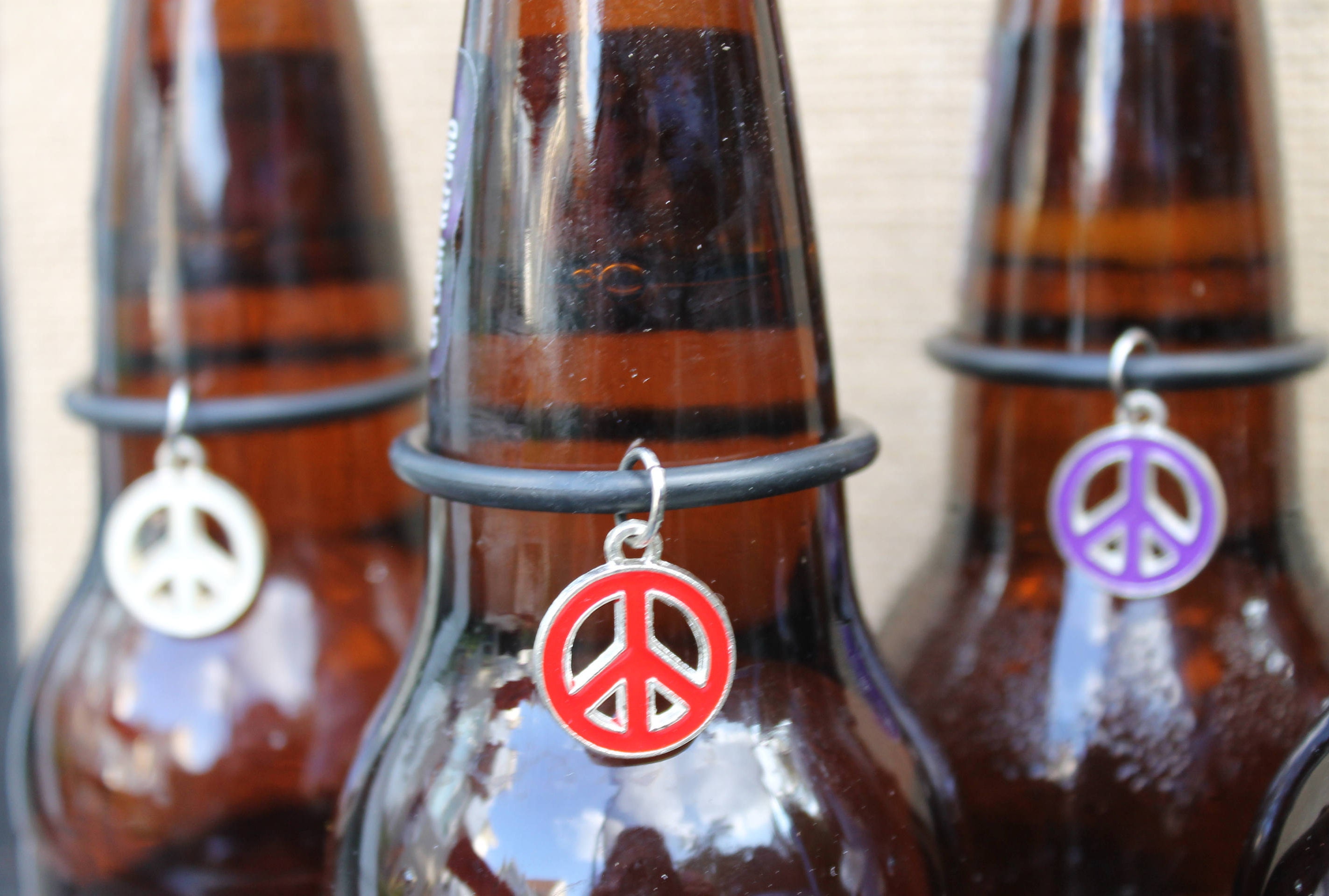Peace Sign Beer Bottle Markers Charms Set of 6 a Six Pack - Etsy
