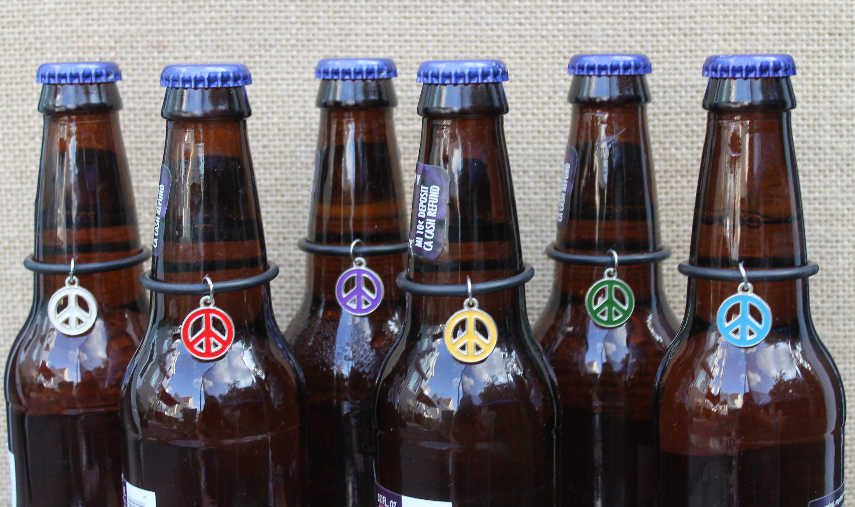 Peace Sign Beer Bottle Markers Charms Set of 6 (a Six Pack) - Etsy