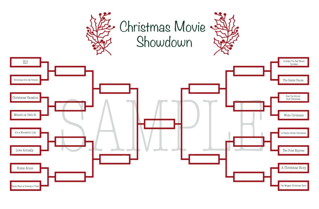 Christmas Movie Bracket Printable - Etsy