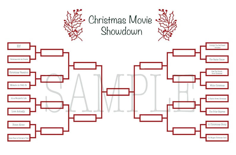 Christmas Movie Bracket Printable - Etsy