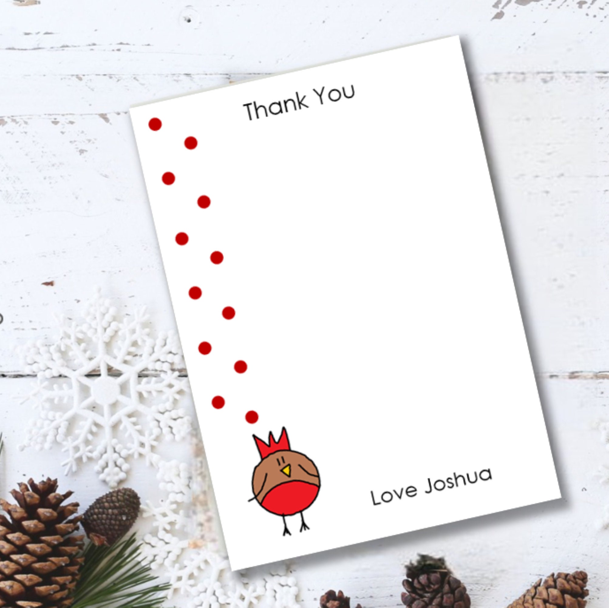 Personalised Christmas THANK YOU Cards Inc. Envelopes - Flat Style ...