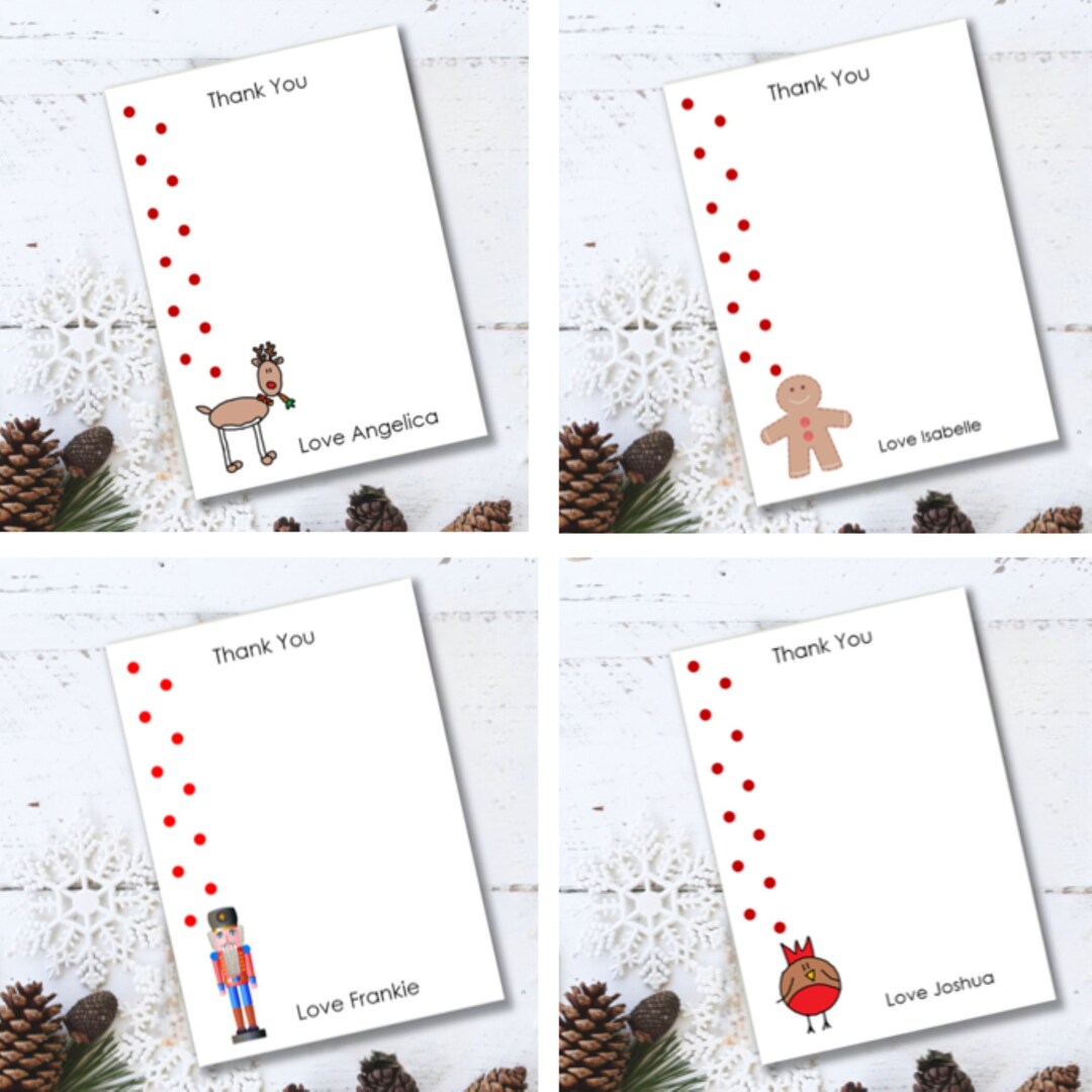 Personalised Christmas THANK YOU Cards Inc. Envelopes - Flat Style ...