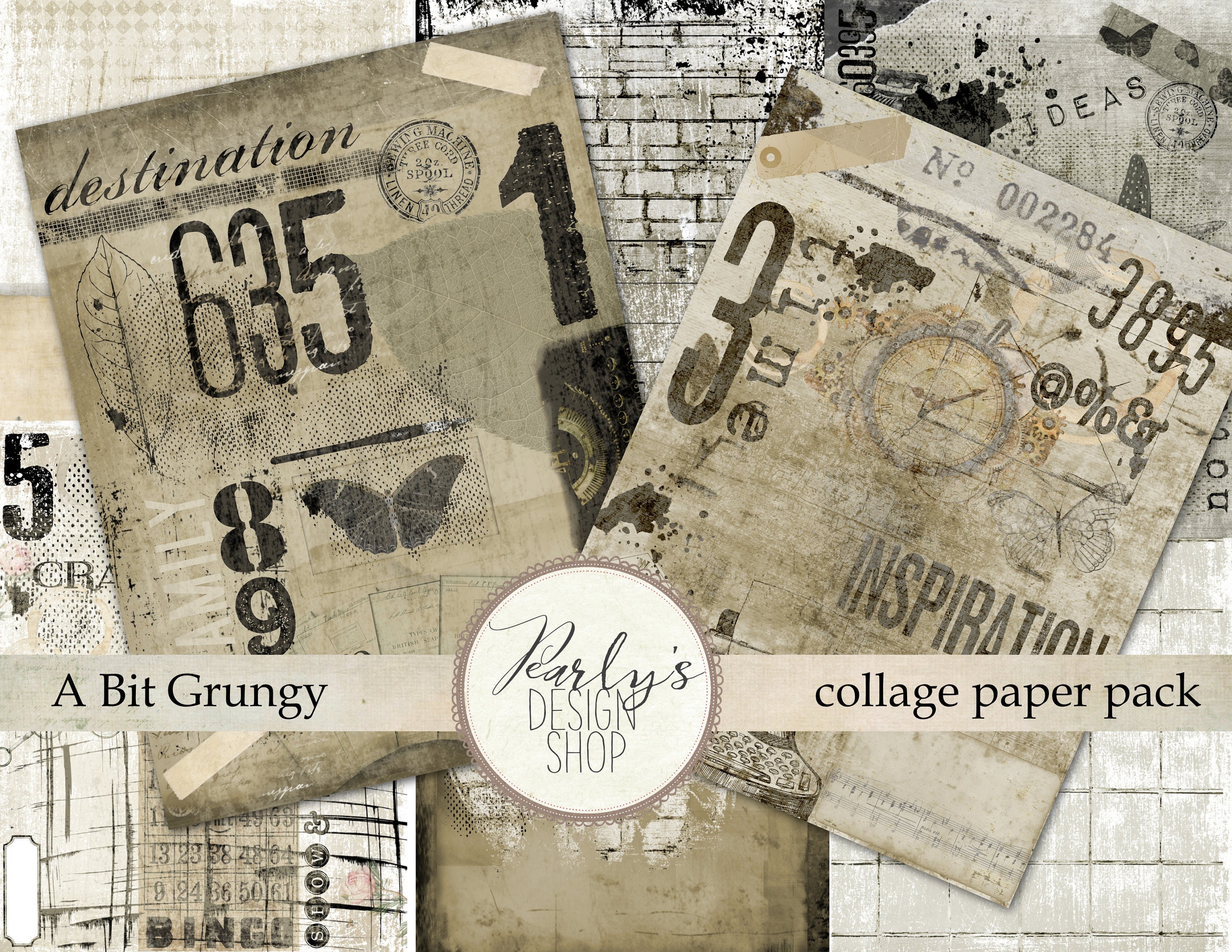 A Bit Grungy Collage Paper Pack Digital Collage Paper Tear Sheets ...