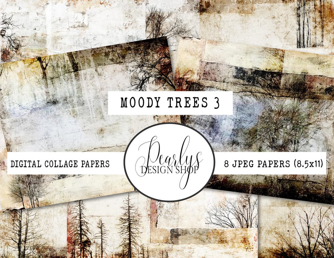 Moody Trees 3 - Digital Paper - Tear Sheets - Background Pages - for ...