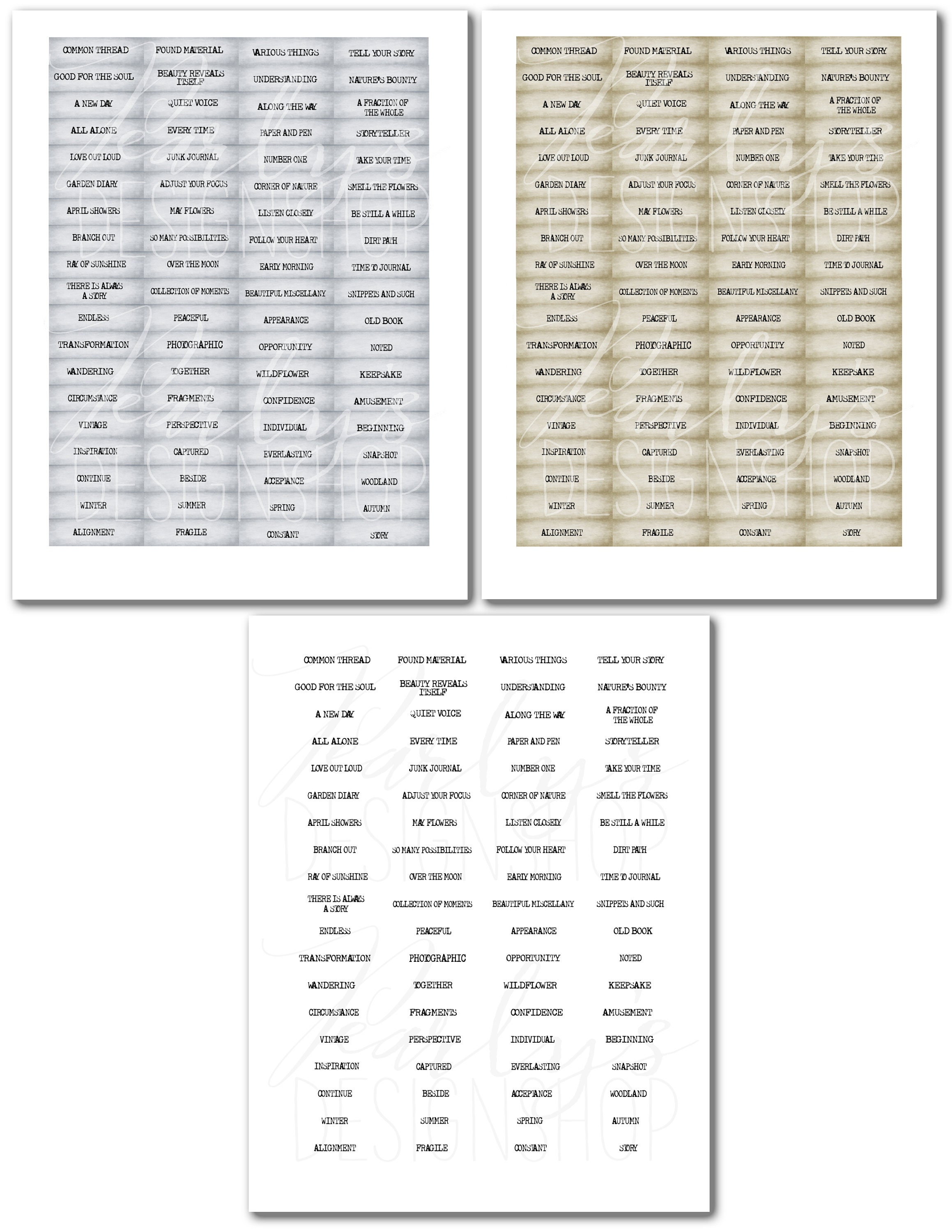 Random Words 1 - Digital Files for You to Print. Same Words Just ...