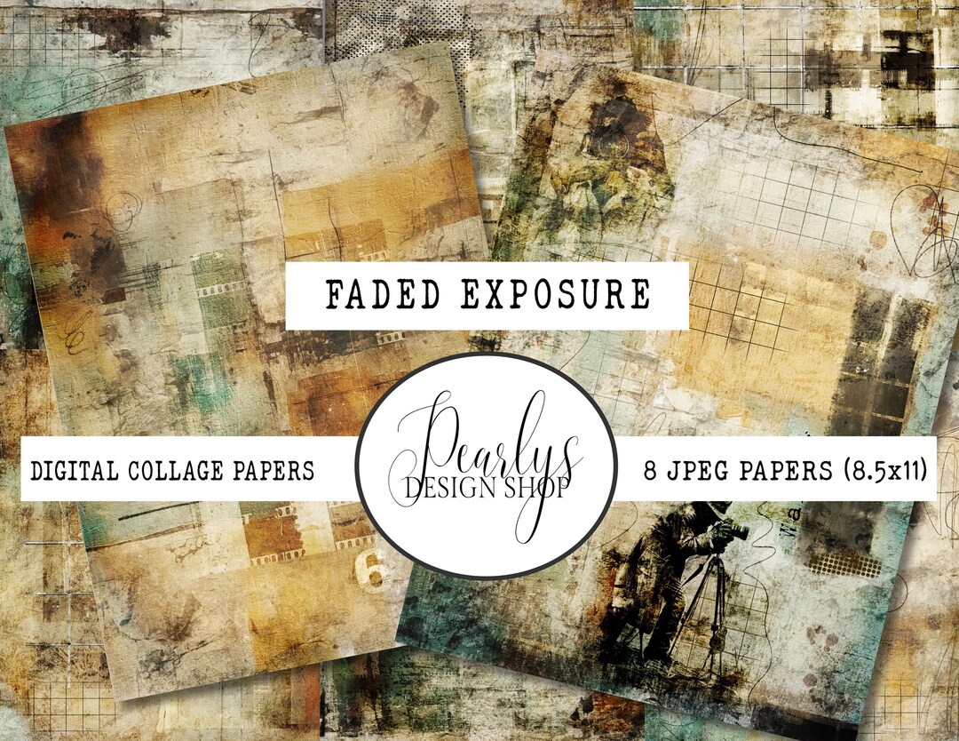 Faded Exposure - Digital Paper - Tear Sheets - Background Pages - for ...