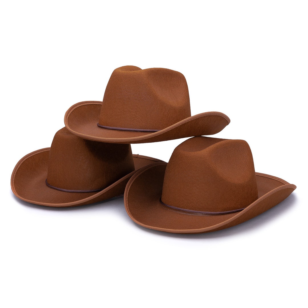 Bulk Brown Cowboy Hat Western Bachelorette Party, Summer Wide Brim Hat ...