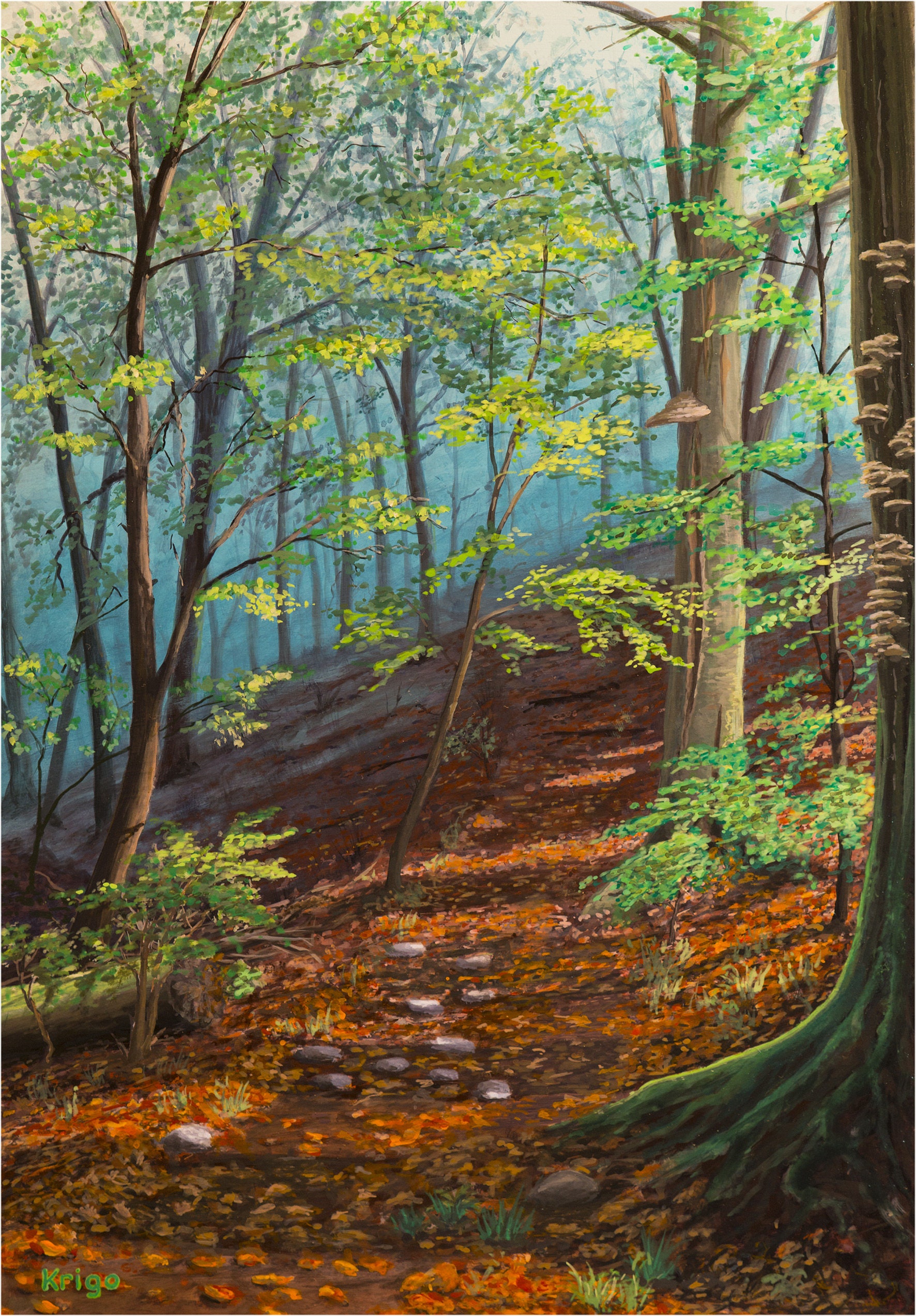 Green Forest Path Painting