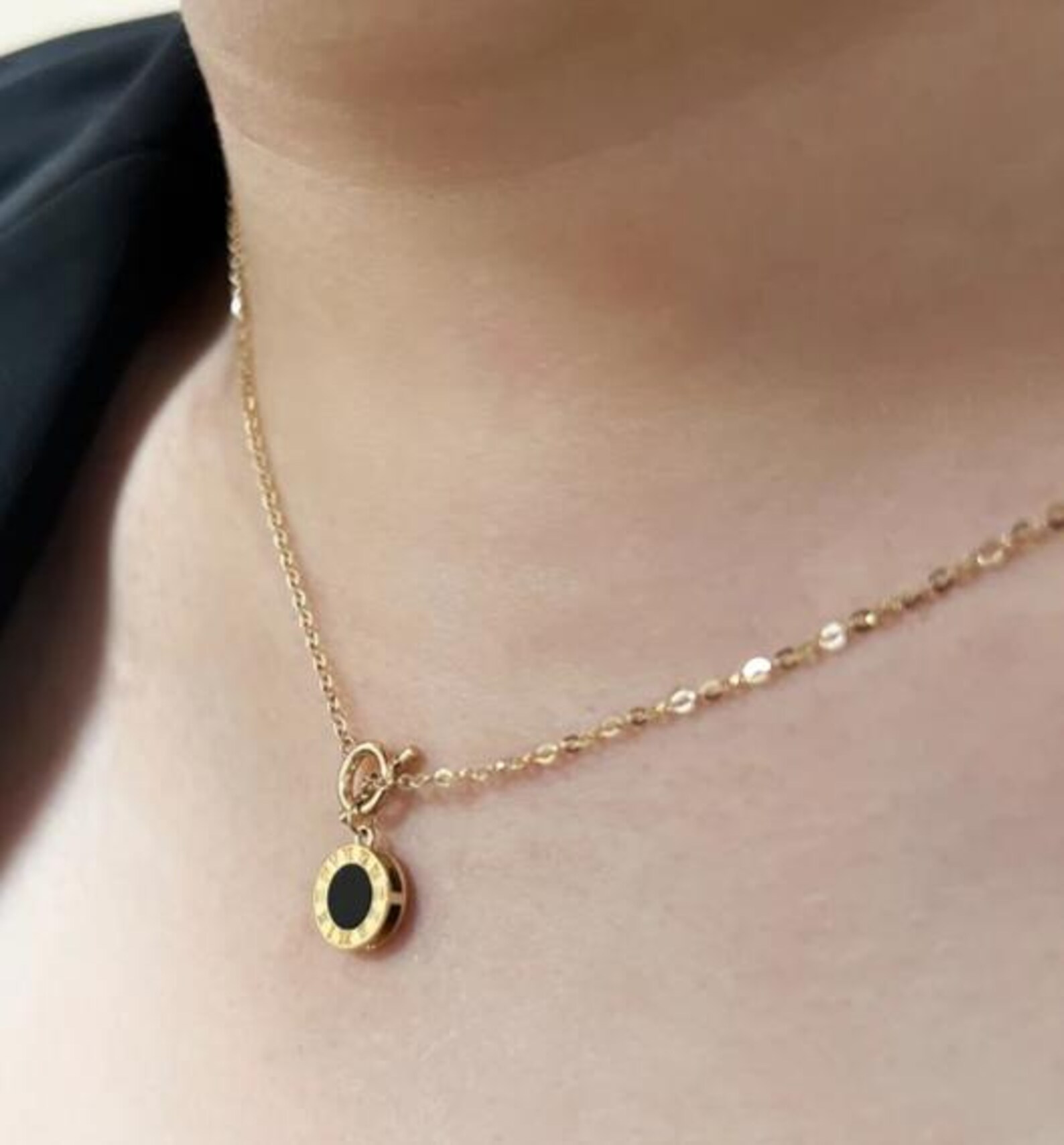 Lepos 18k Solid Gold Roman Number Circle Pendant Necklace - Etsy