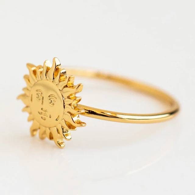 Lepos 10k 14k 18k Solid Yellow Gold Classic Sun Ring - Etsy