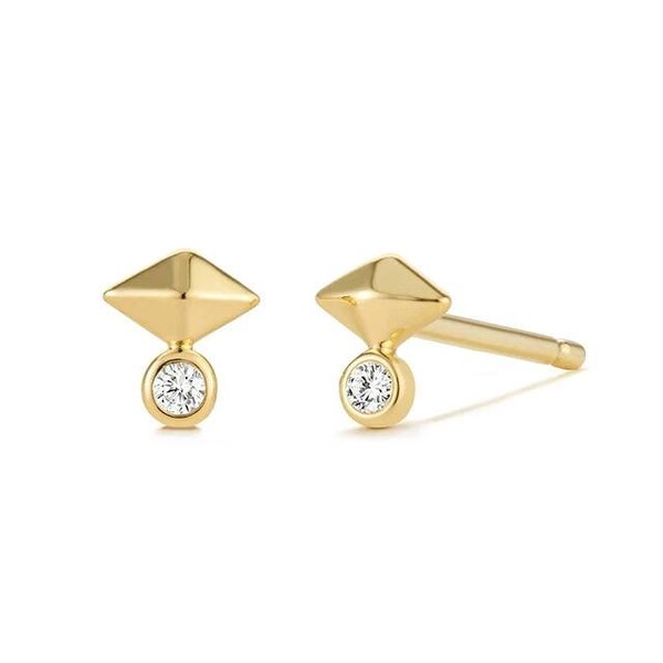 Pyramid Stud Earring - Etsy UK
