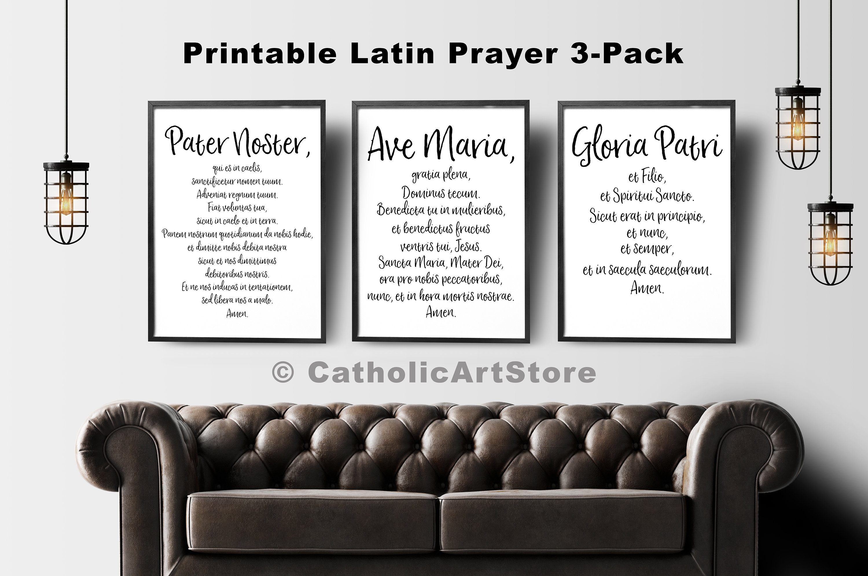Pater Noster, Ave Maria, and Gloria Patri, Latin Printable Prayer 3 ...