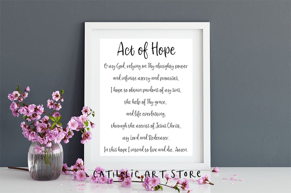 Act of Hope Catholic Prayer, Children's Prayer Bedroom Art, Catholic ...