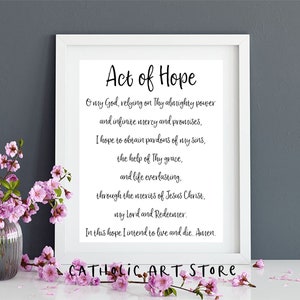 Act of Hope Catholic Prayer, Children's Prayer Bedroom Art, Catholic ...