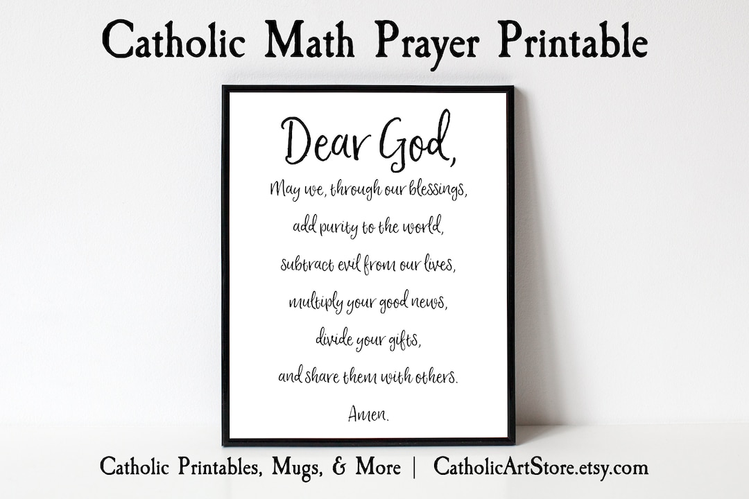 Math Prayer, Catholic School Math Teacher Gift, Catholic School ...
