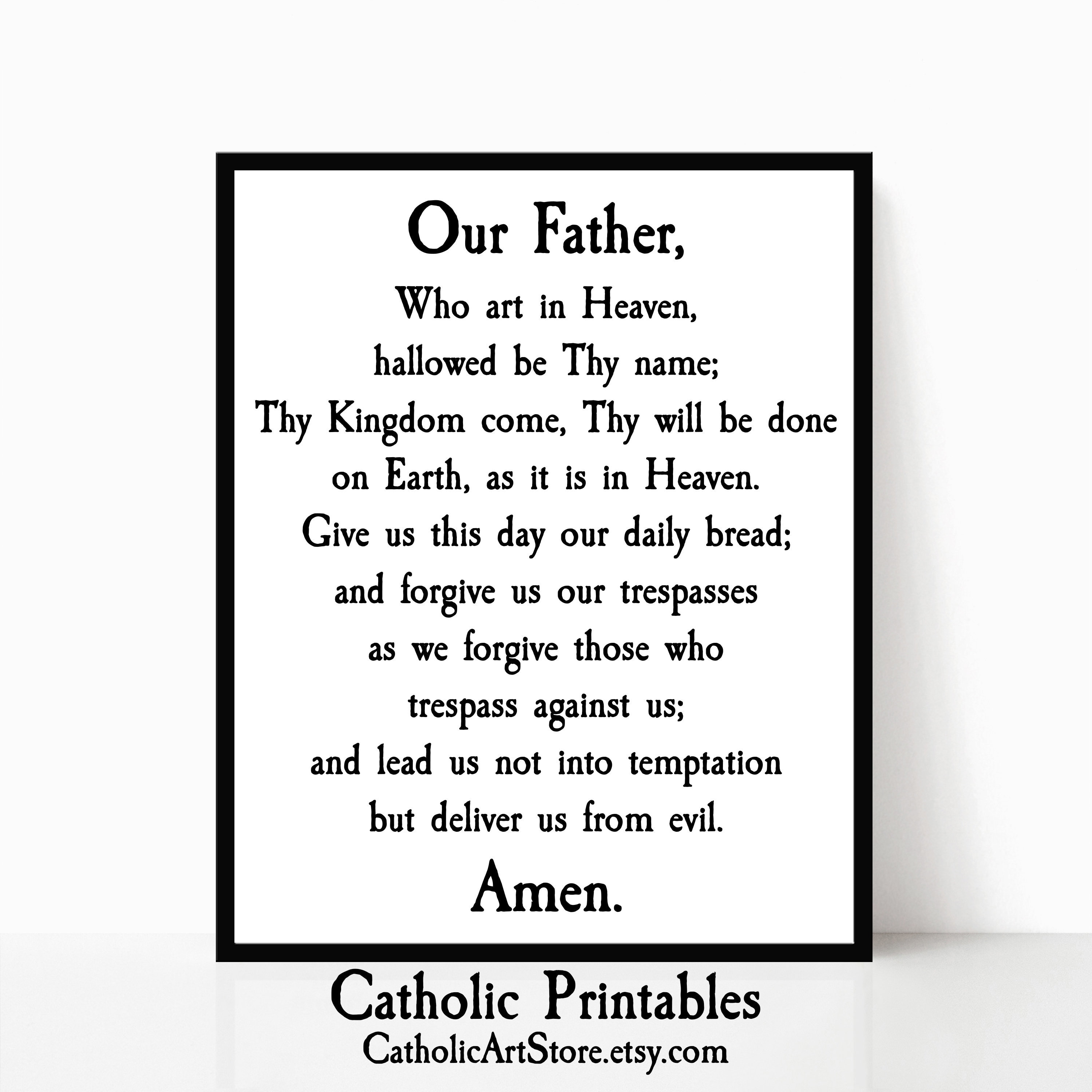 Our Father Prayer, the Lord's Prayer Printable, Catholic Wall Art ...