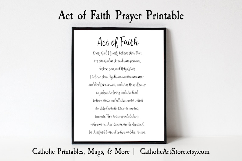Act of Faith Catholic Prayer, Children's Prayer Bedroom Art, Catholic ...