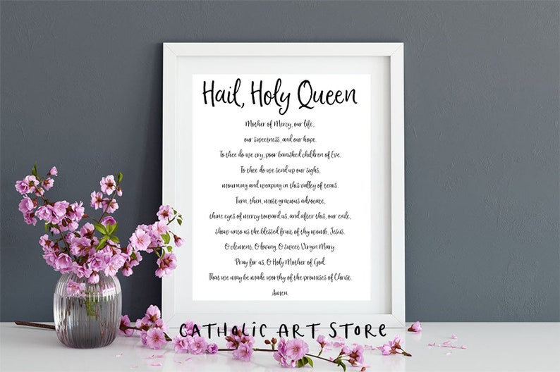 Hail Holy Queen, Rosary Prayer, Prayer to Mary, Catholic Wall Art Home ...