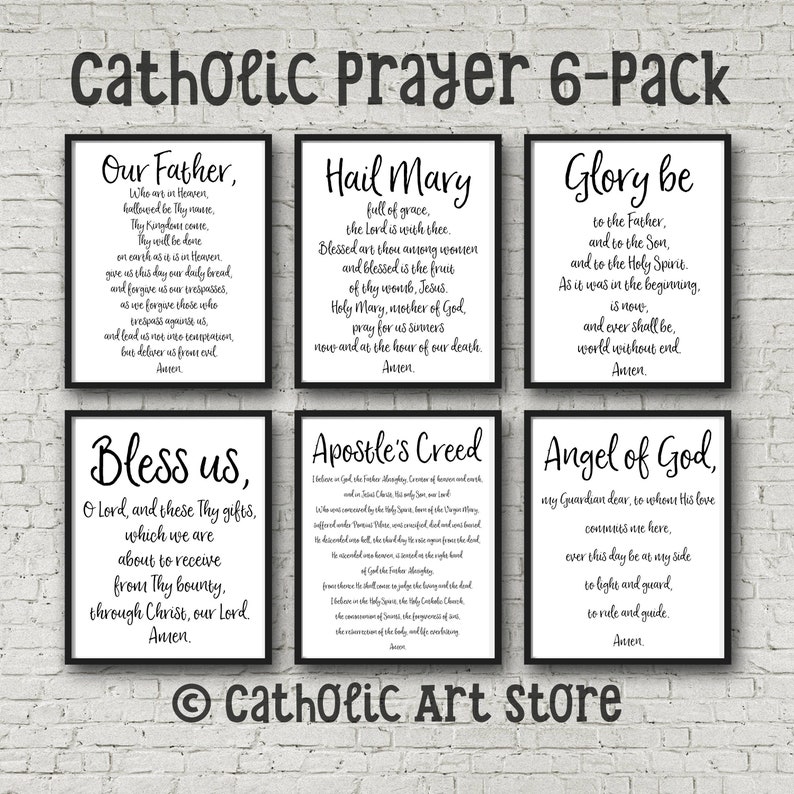 Catholic Prayer Printable 6-pack, Our Father, Hail Mary, Glory Be ...
