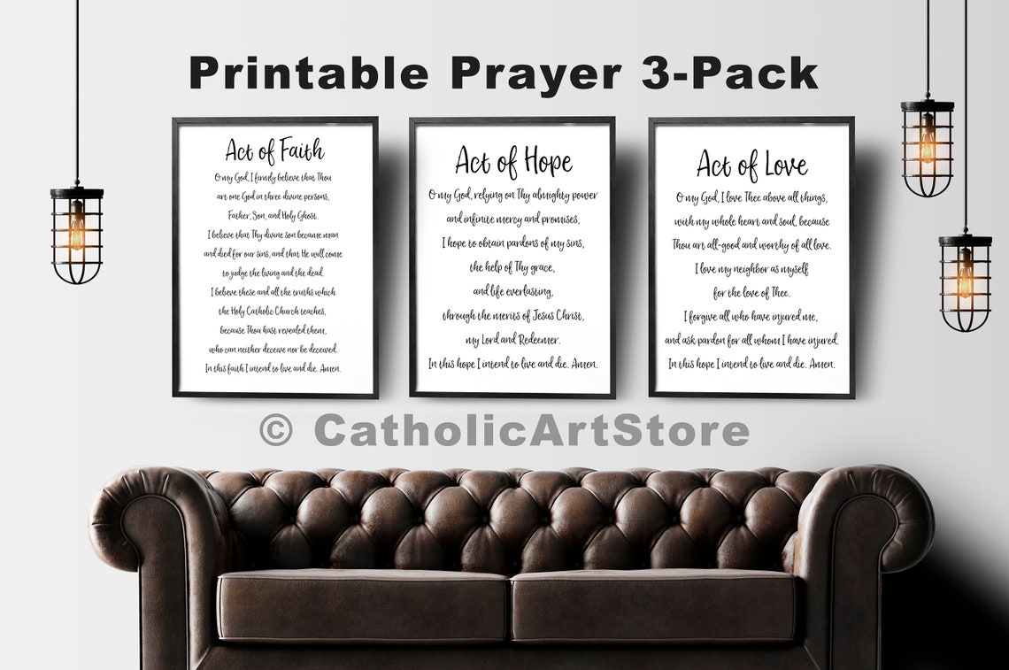 Acts of Faith, Hope, and Love Prayers, Printable 3-prayer Pack ...