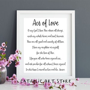 Act of Love Catholic Prayer, Children's Prayer Bedroom Art, Catholic ...