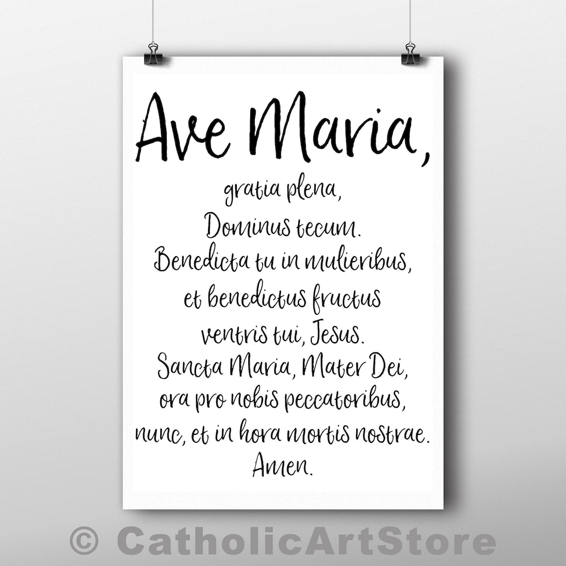 Ave Maria Latin Prayer Printable, Catholic Hail Mary Prayer, Catholic ...