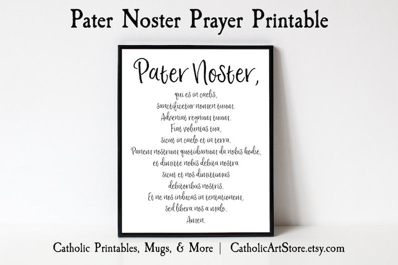 Pater Noster Latin Prayer Printable, Catholic Our Father Prayer, Print ...
