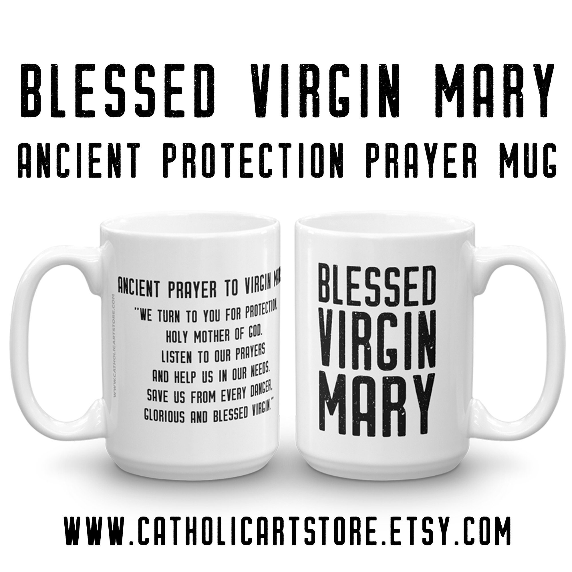 Blessed Virgin Mary Prayer Mug, Catholic Protection Prayer, Catholic ...