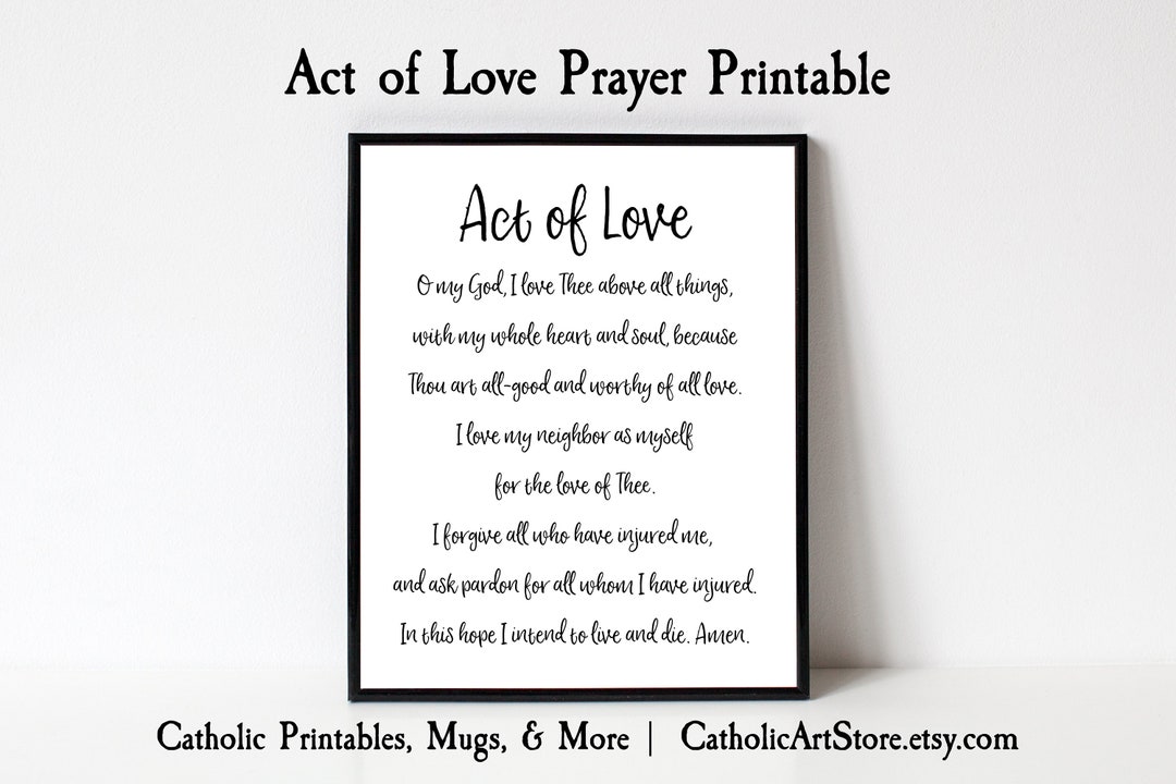 Act of Love Catholic Prayer, Children's Prayer Bedroom Art, Catholic ...