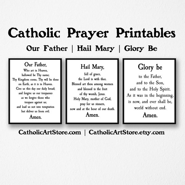 Our Father Hail Mary and Glory Be Prayers Cards - Etsy