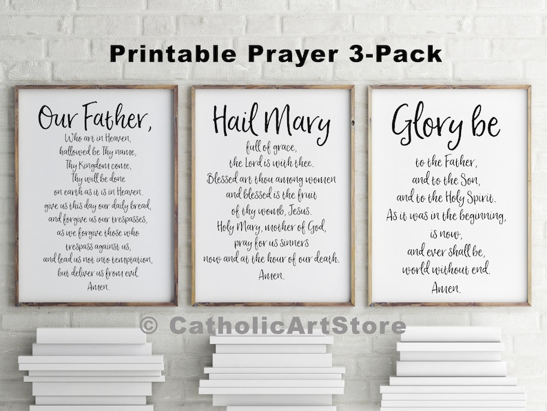 Our Father, Hail Mary, & Glory Be, Printable 3-prayer Pack, DIY ...