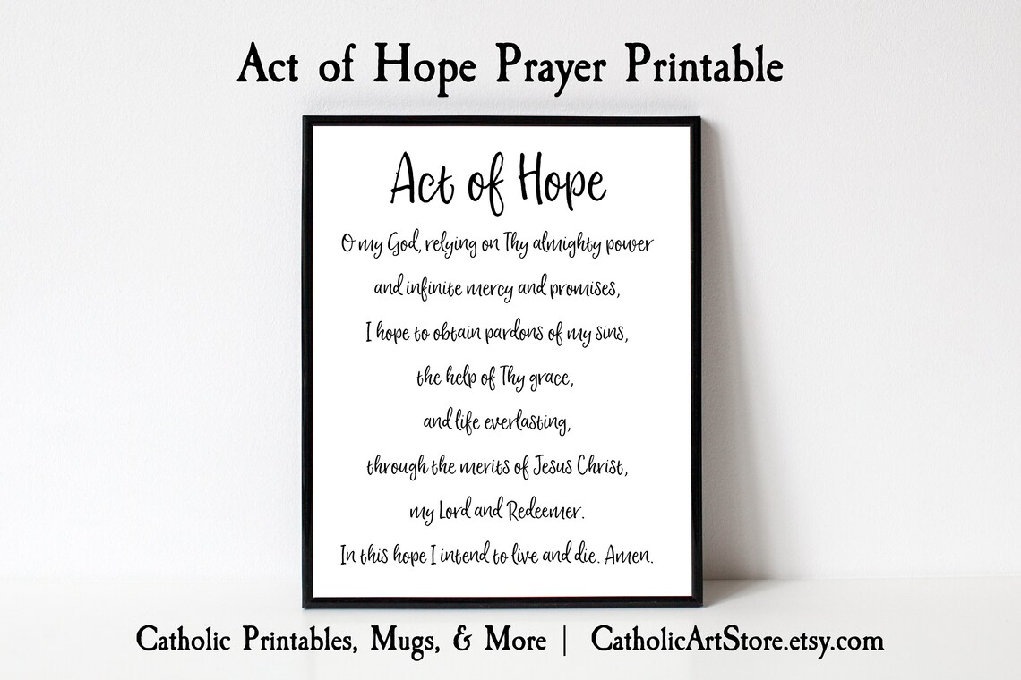 Act of Hope Catholic Prayer, Children's Prayer Bedroom Art, Catholic ...