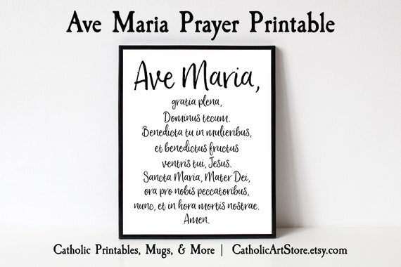 Ave Maria Latin Prayer Printable Catholic Hail Mary Prayer - Etsy UK