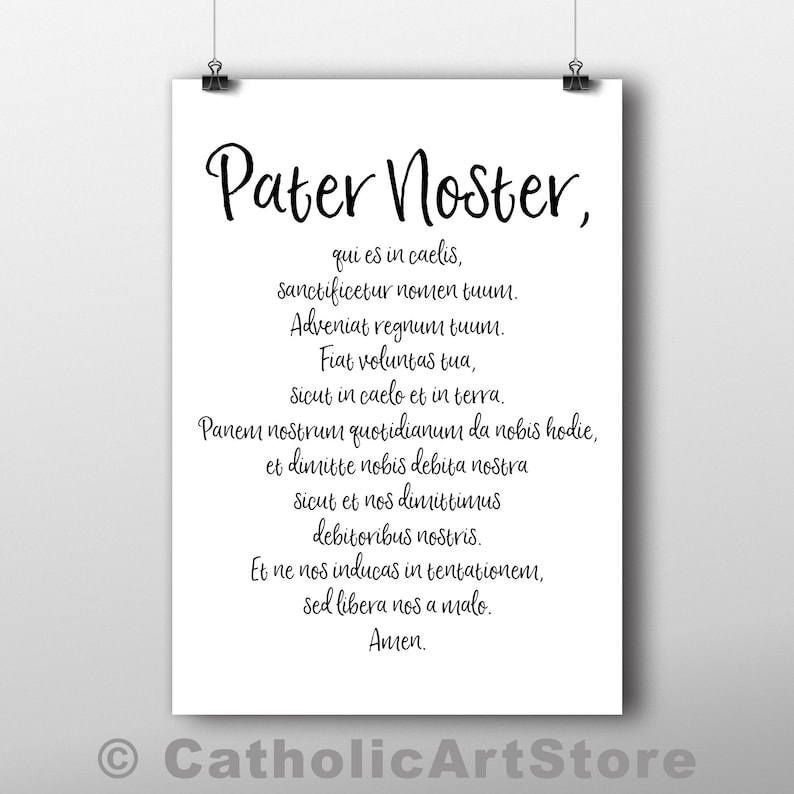 Pater Noster Latin Prayer Printable, Catholic Our Father Prayer, Print ...