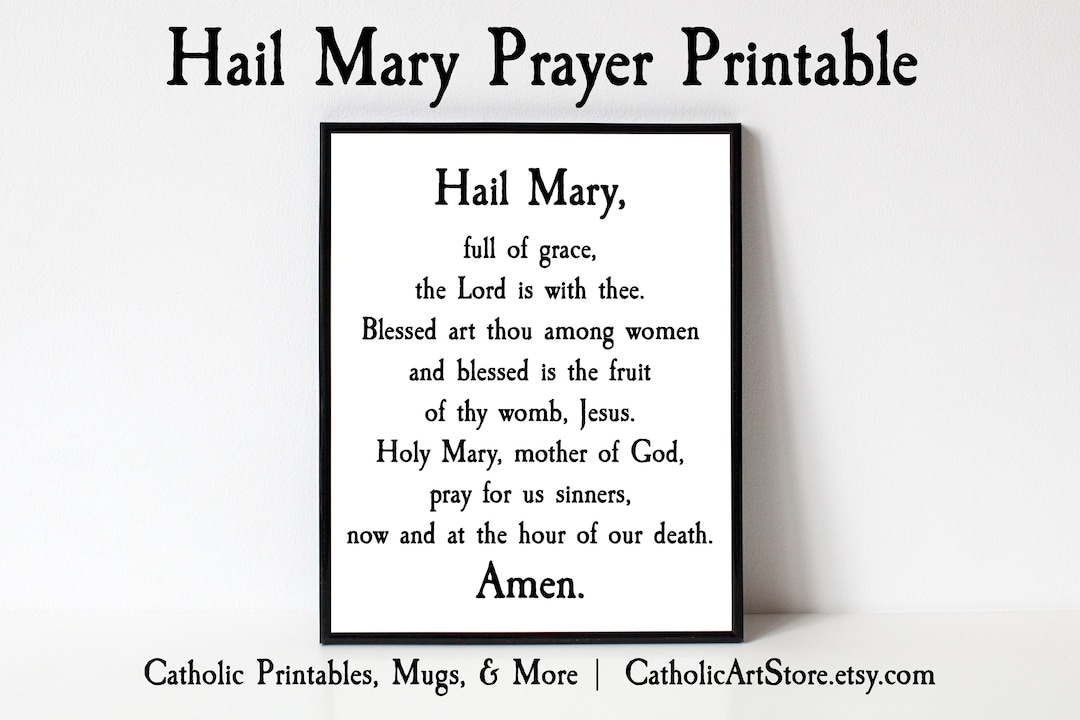 Hail Mary Printable, Catholic Prayer Wall Art, Marian Devotion ...